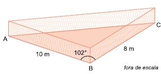 UNICID 2015 Uma região triangular, ABC, é delimitada por uma cerca ...