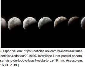 Unilago 2020/1 Observe a imagem a seguir. O eclipse lunar, em geral, pode | Estuda.com