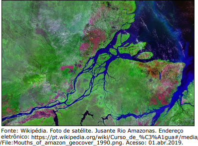 PUC- RJ 2019 Na foto de satélite da jusante do Rio Amazonas, | Estuda.com