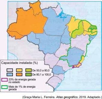 FAMERP 2021 Examine o mapa. Brasil: geração de energia, 2018 | Estuda.com