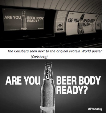 UnP 2015/2 Carlsberg parody Protein World poster with beer body ready ...