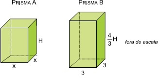 UNIVAG 2016/1 Um prisma reto A, de base quadrada, tem altura H, e um ...