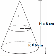PUC-PR 2015 Determine o raio da base do cone maior, formada pela seção ...